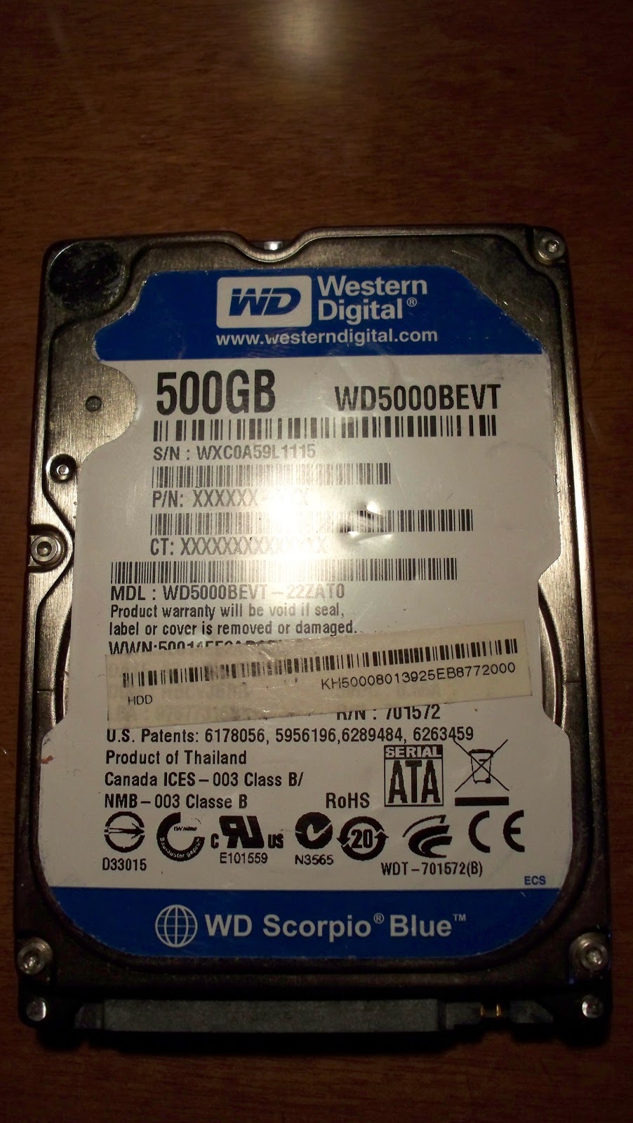 Talabriventas: Disco Duro 2.5" Western Digital WD5000BEVT - 500 GB SATA