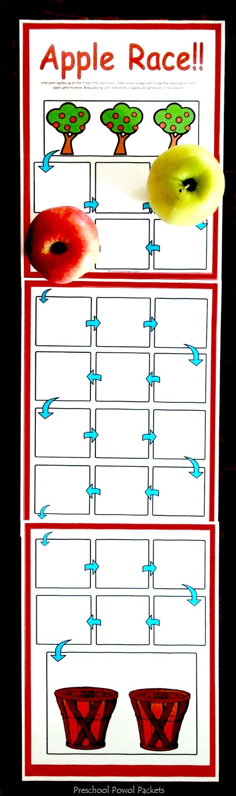 {FREE} Apple Race Preschool Game | Preschool Powol Packets