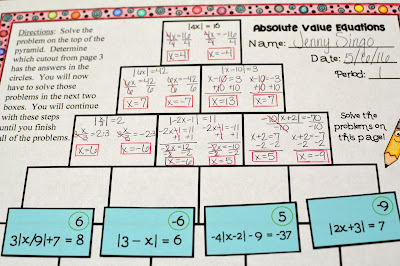 Math in Demand: Absolute Value Equations Activity