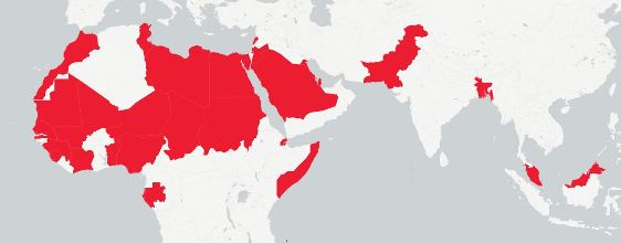 List and map of predominantly Muslim countries forming a coalition to ...