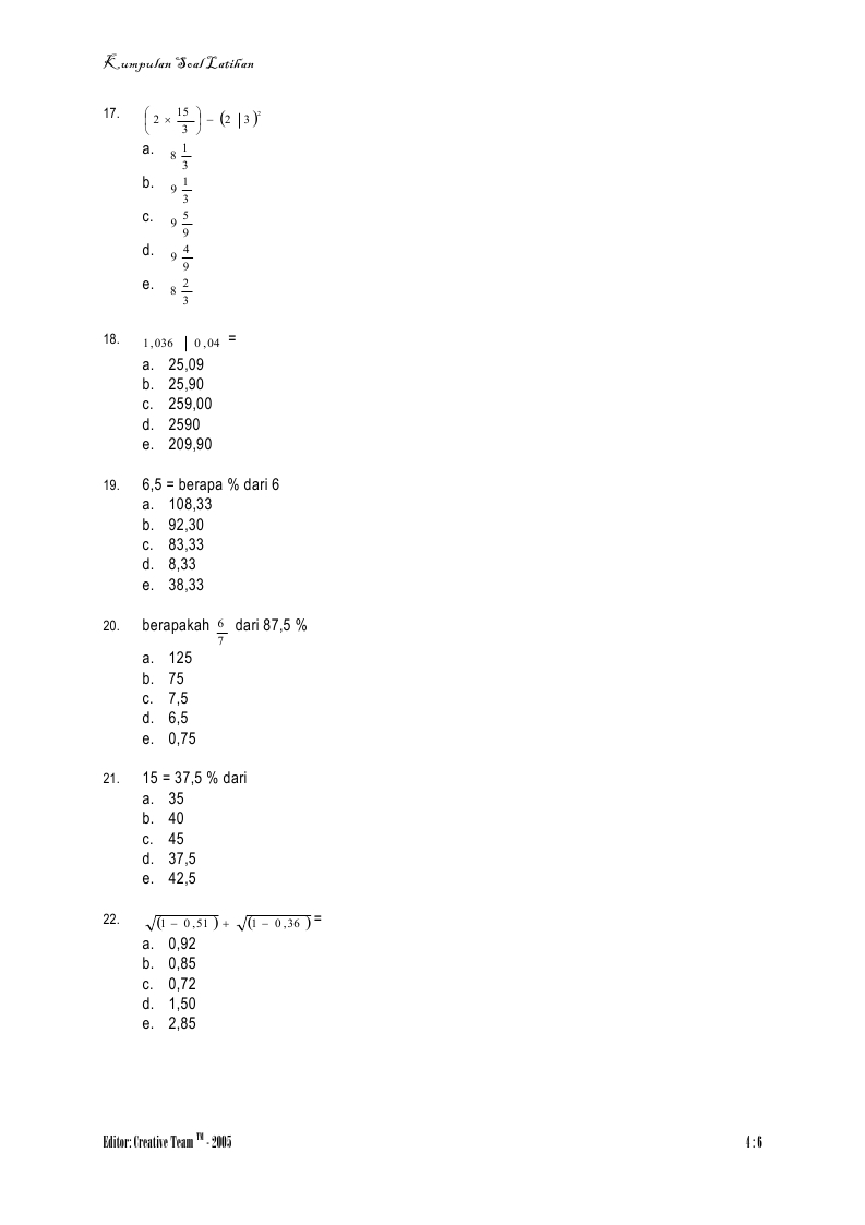 Kunci Sukses: Contoh TEST NUMBER (Aritmatik) + Jawaban