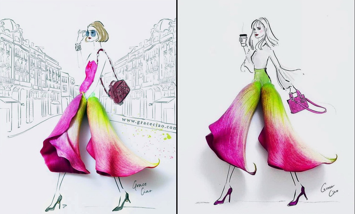 Laberintos del Arte: Moda y arte: figurines realizados con flores ...