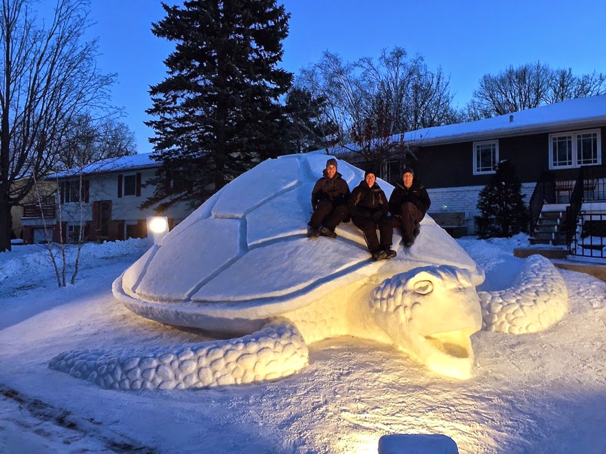Every Year, These 3 Brothers Make A Giant Snow Sculpture In Their Front ...