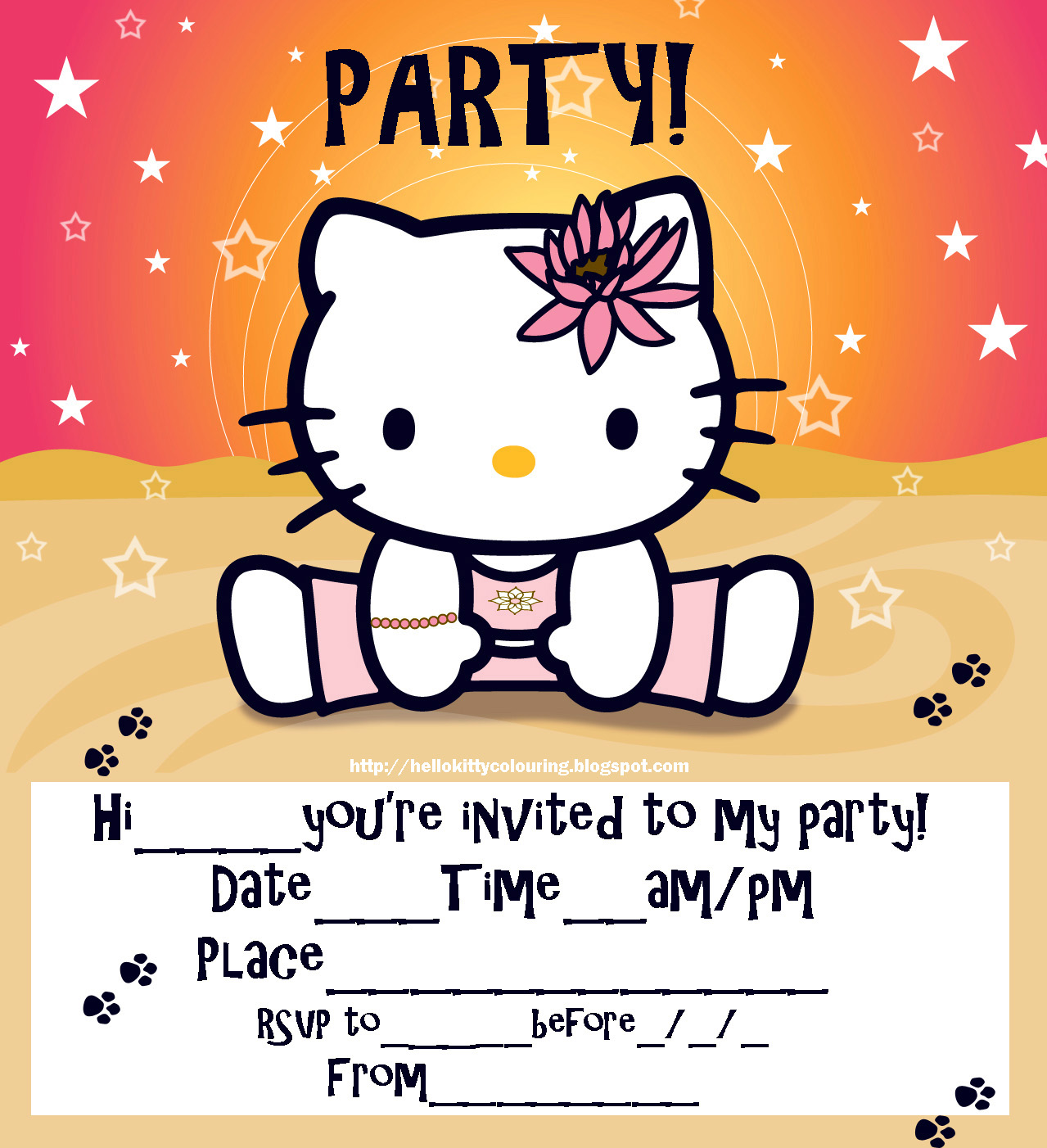 Free To Print Hello Kitty Party Invites