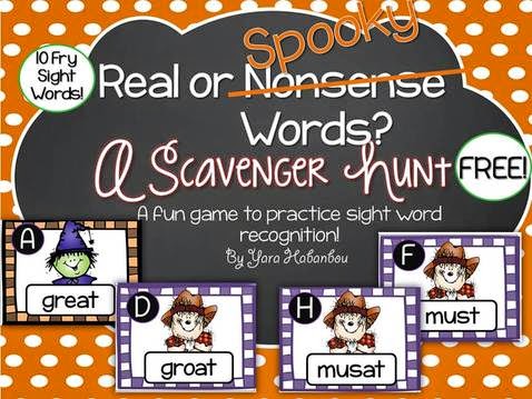 Classroom Freebies Too: Real or Spooky Words? Freebie