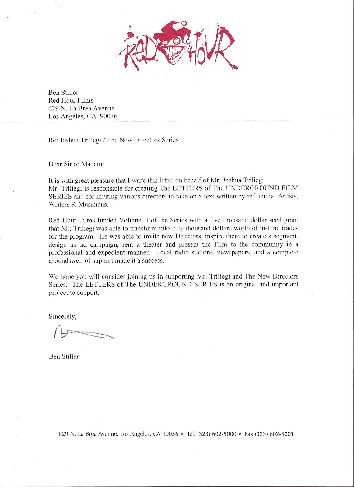 BUREAU of ARTS and CULTURE MAGAZINE: LOS ANGELES: THANK YOU BEN STILLER ...