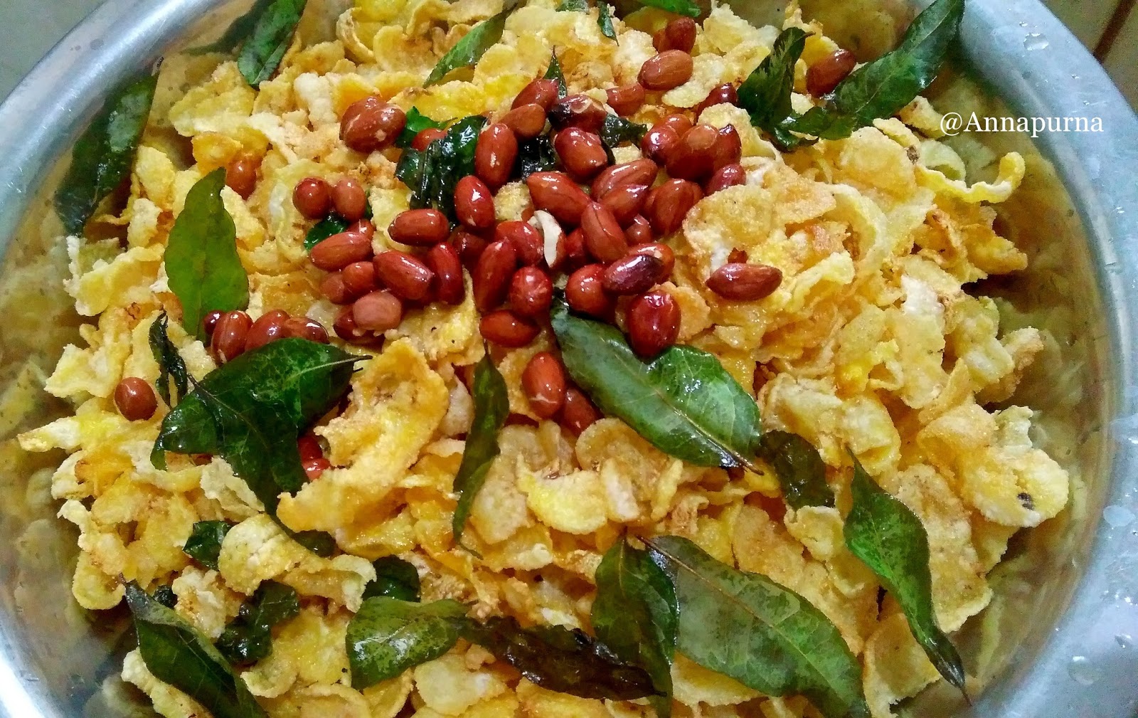 Annapurna: Cornflakes Chivda / Makai Poha Chivda Recipe