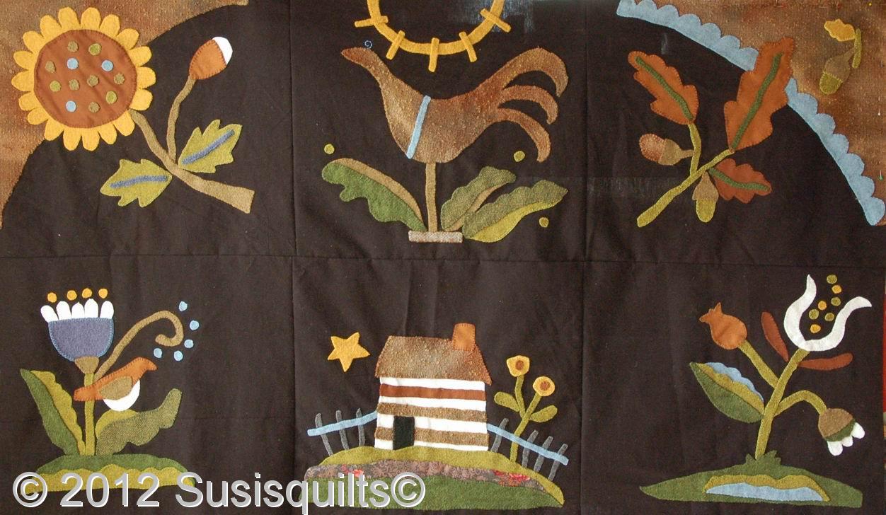 susis quilts: six blocks are stitched