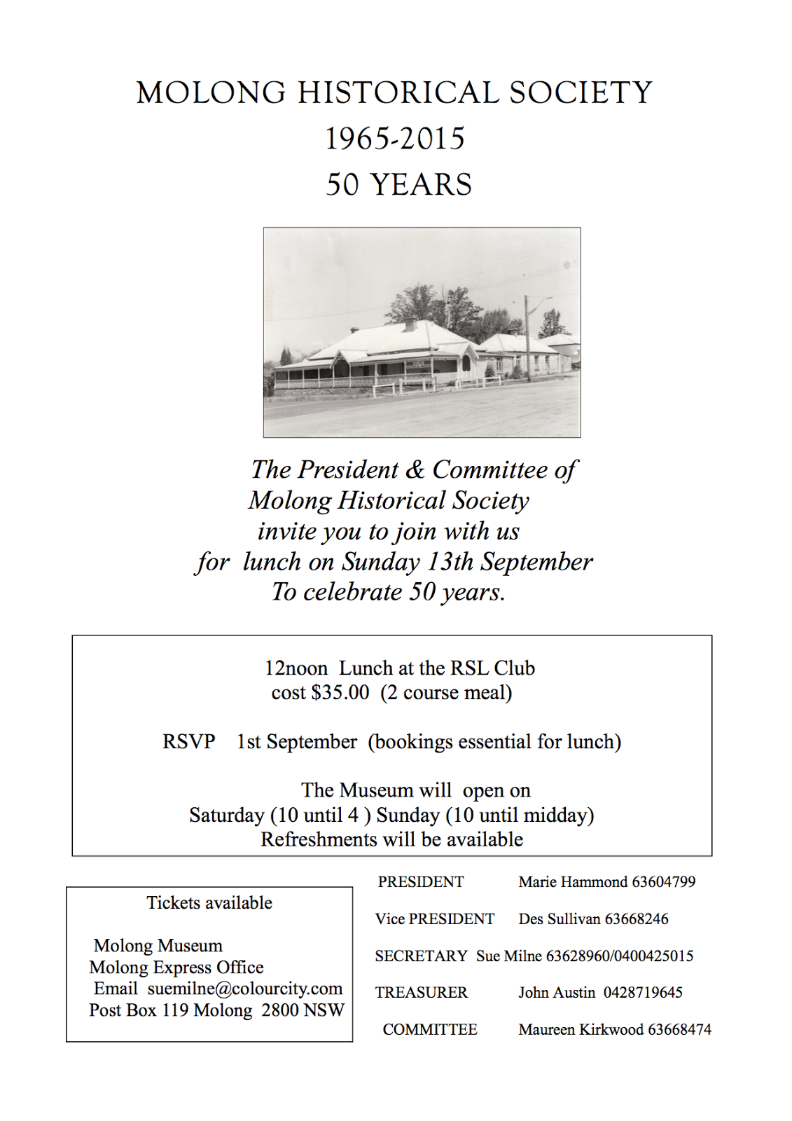 History, Heritage & Museums - Connecting!: Molong Historical Society ...