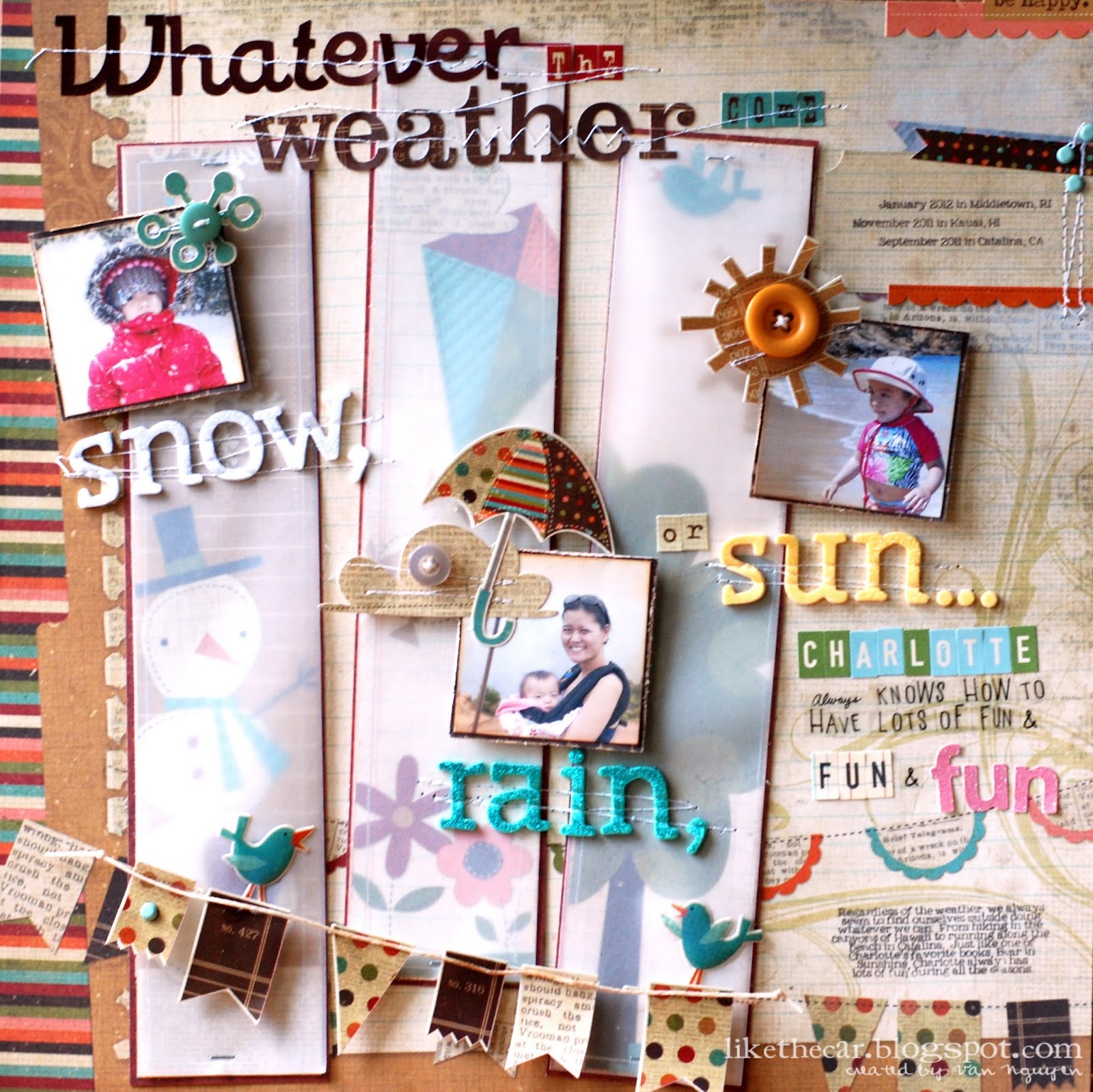 Like the Car: Whatever the Weather {a scrapbook layout} and Project ...