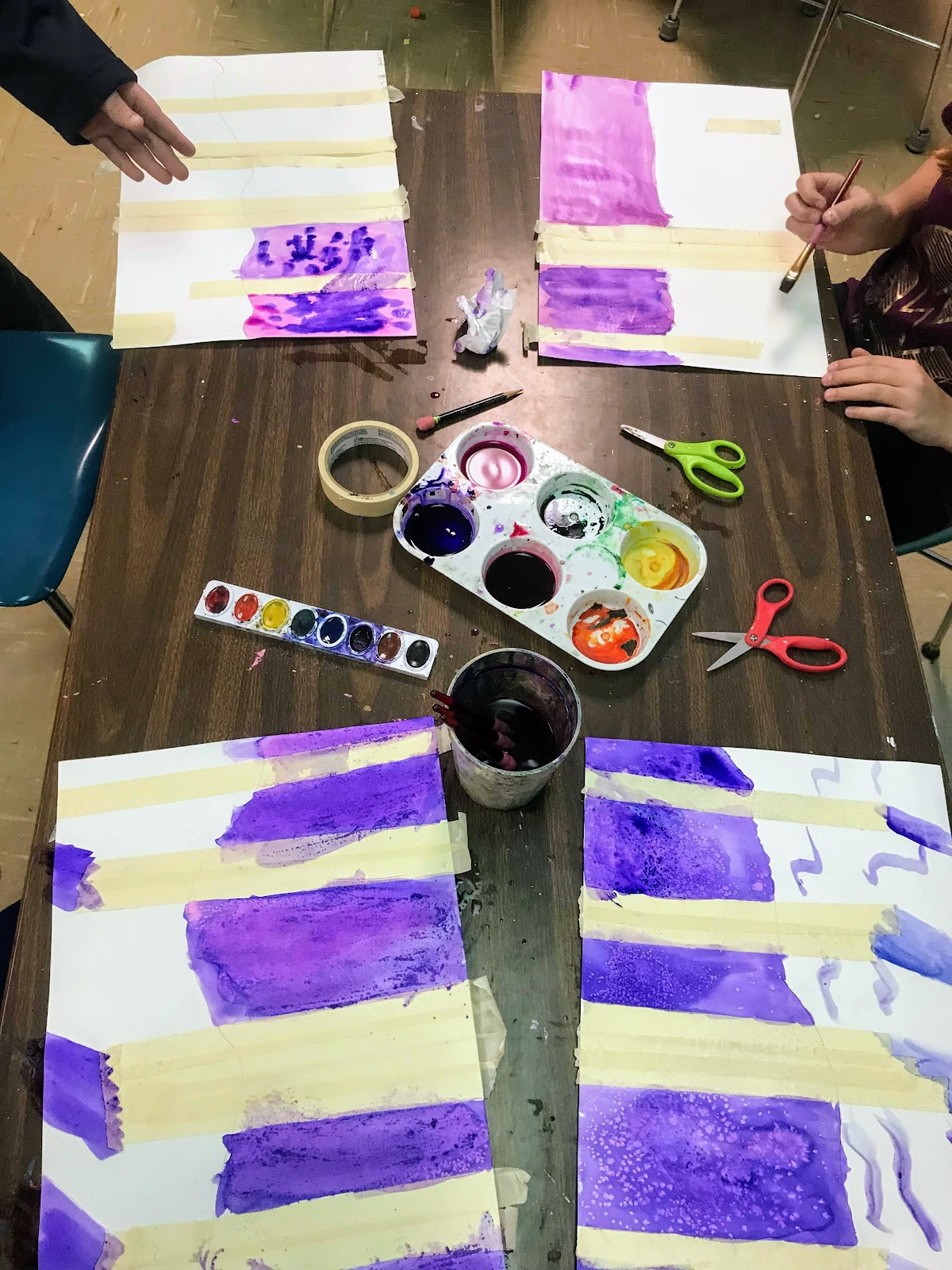 Elements of the Art Room: 5th grade Winter Birch Trees