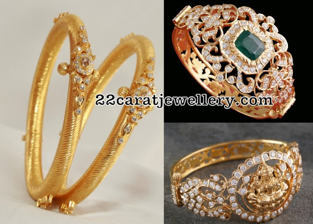 Closed Setting Broad Diamond Bangles - Jewellery Designs