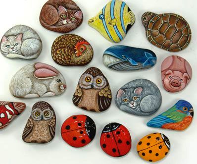 animal painted rocks ~ Art Craft Gift Ideas