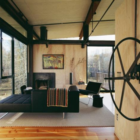 Coolest Cabins: Modern Industrial woodland cabin