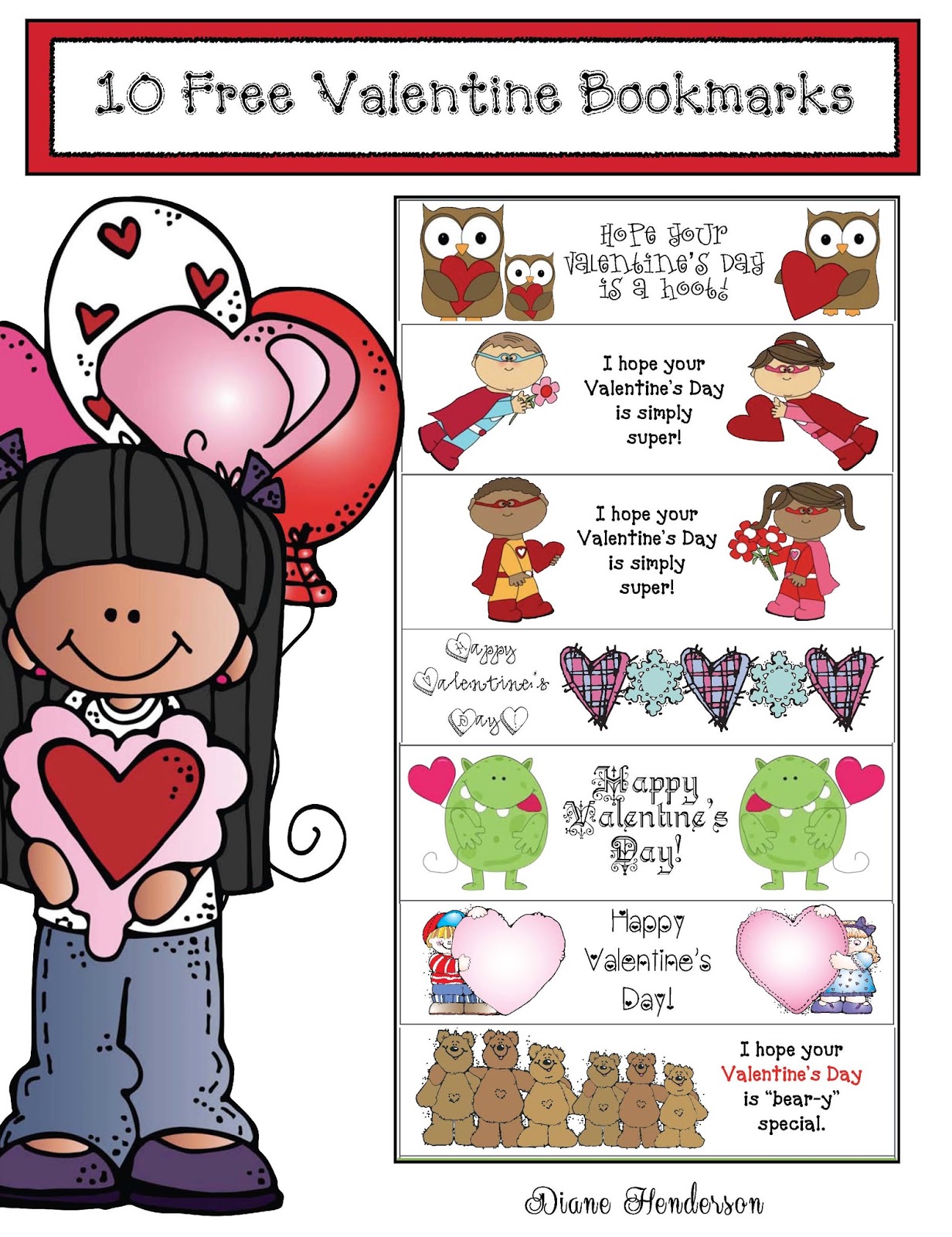 Valentine Bookmarks - Classroom Freebies