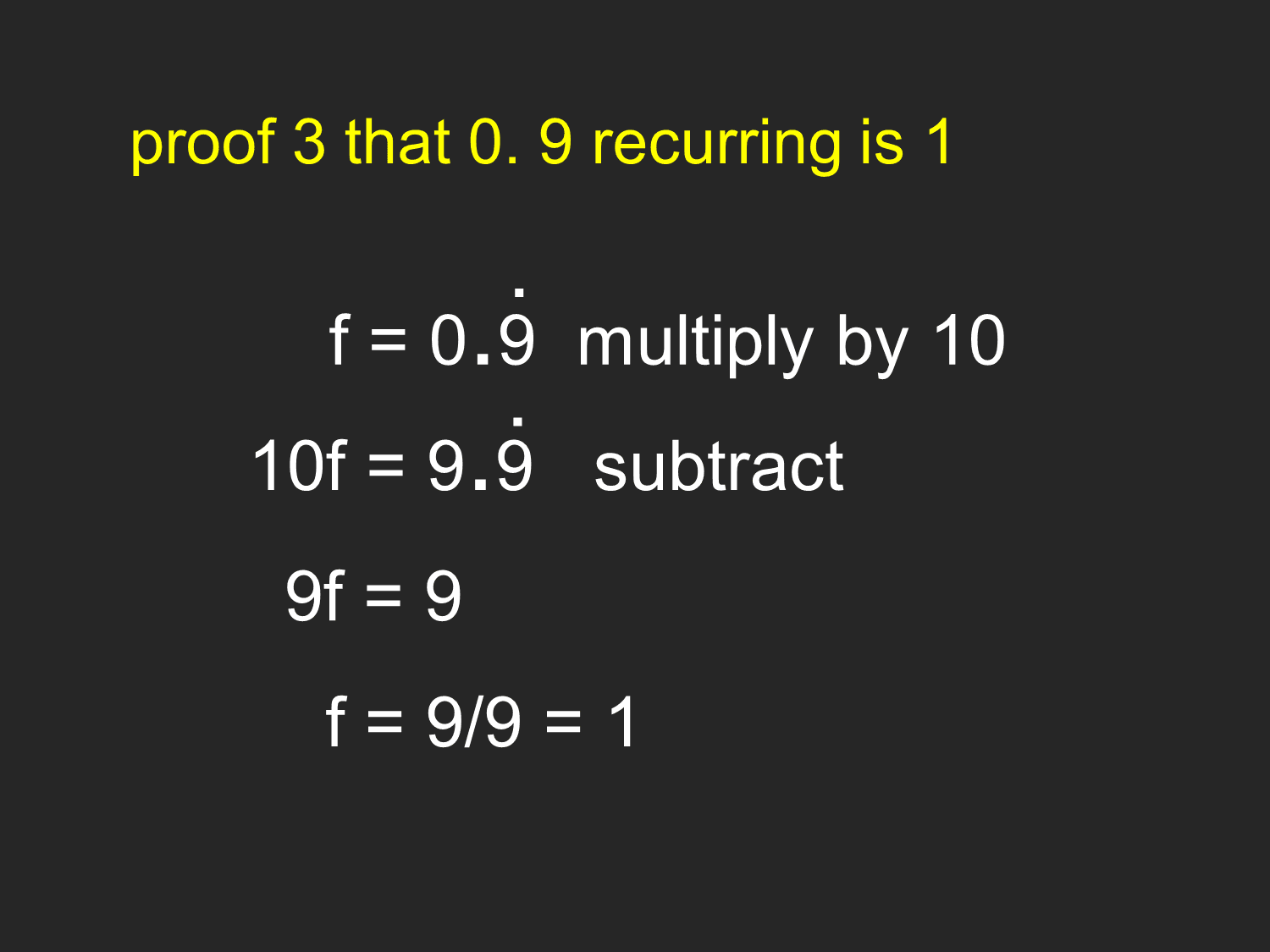 MEDIAN Don Steward mathematics teaching: 0.9 recurring
