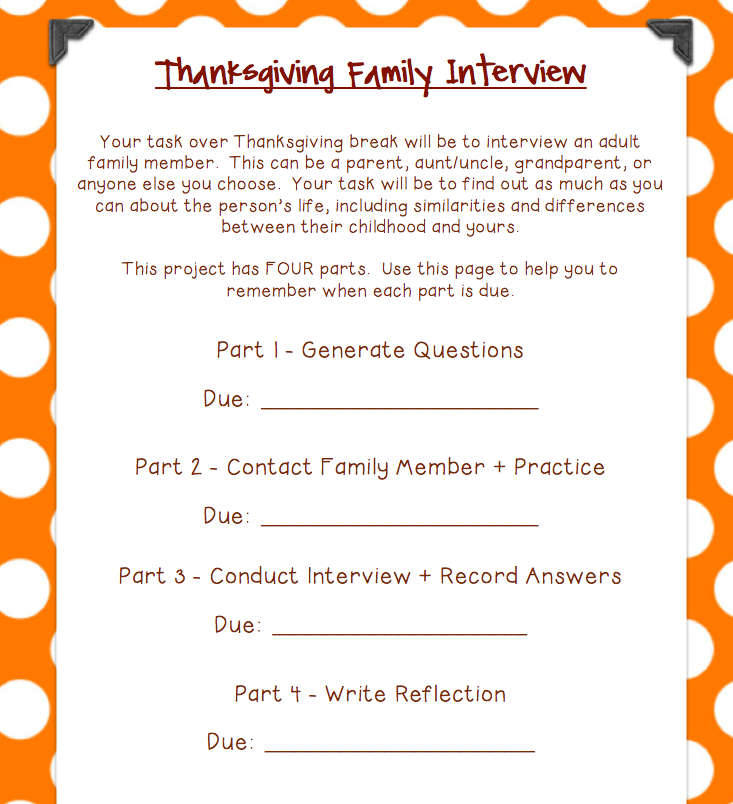 easy peasy education: the thanksgiving interview project