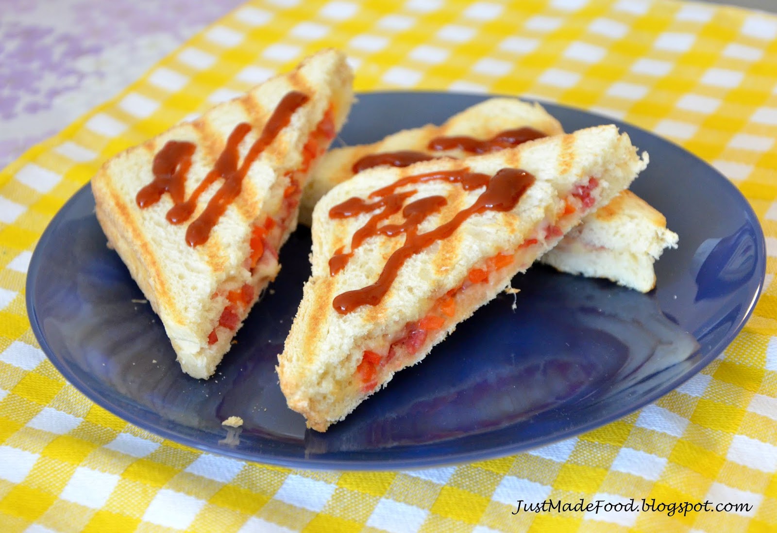 JustMadeFood: Double salami toast