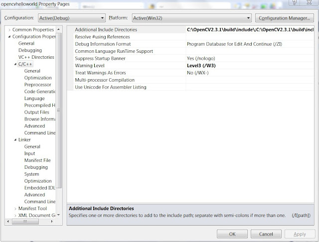 Yus Coding Garden How To Start Practicing Opencv On Vc Configurations Of The Vc Project