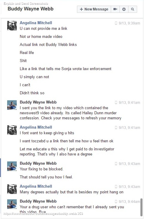 New website. Haileydunn.com: Buddy Wayne Webb what a psyco