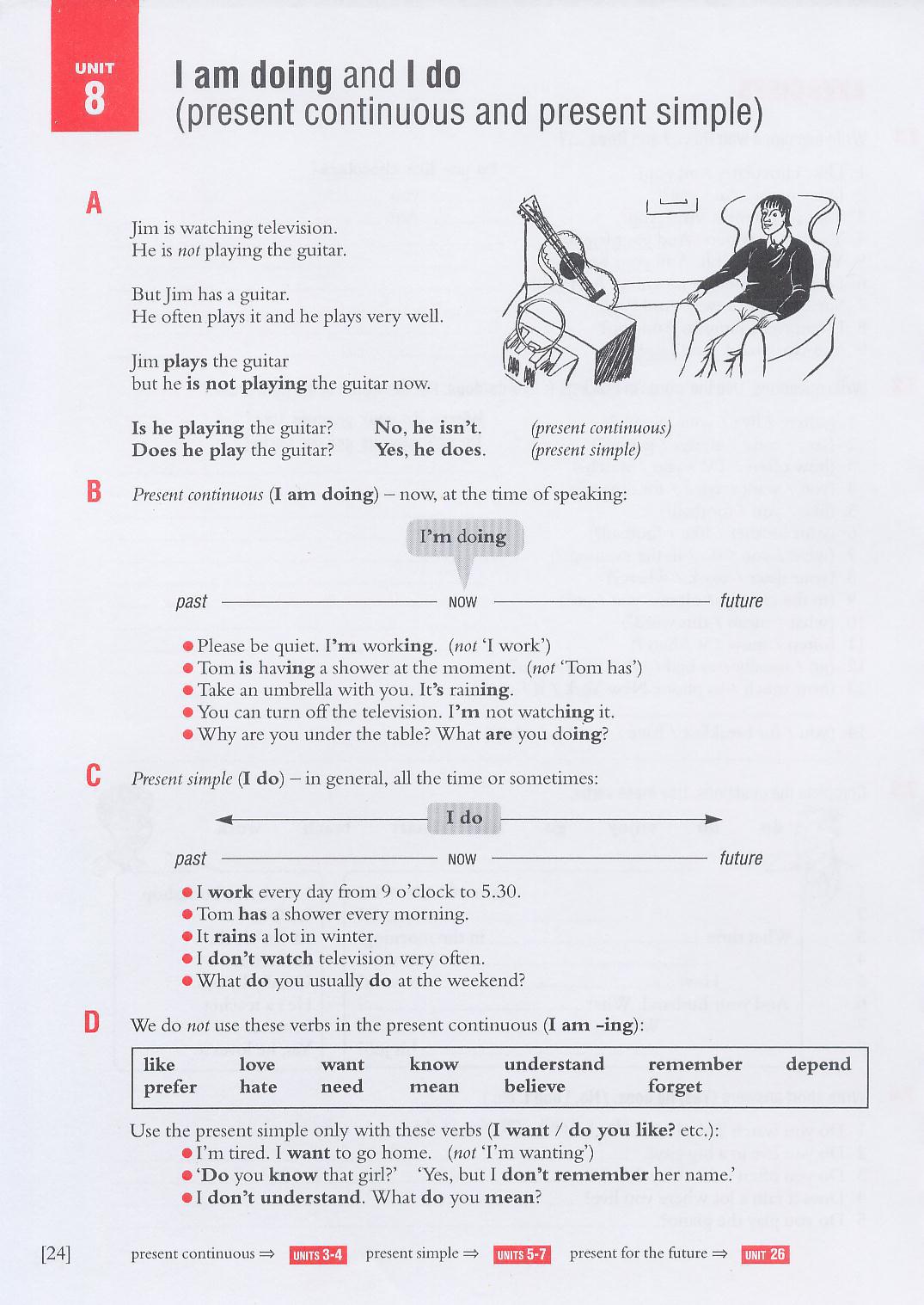 The English Corner II: Grammar: Present Simple vs. Present Continuous