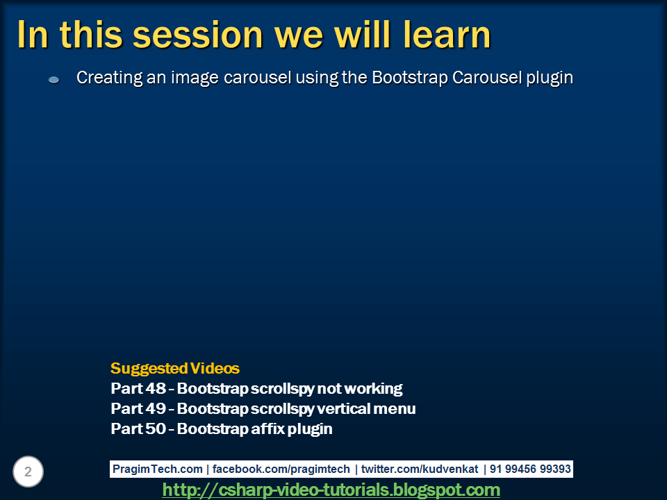 Sql server, .net and c# video tutorial: Bootstrap image carousel