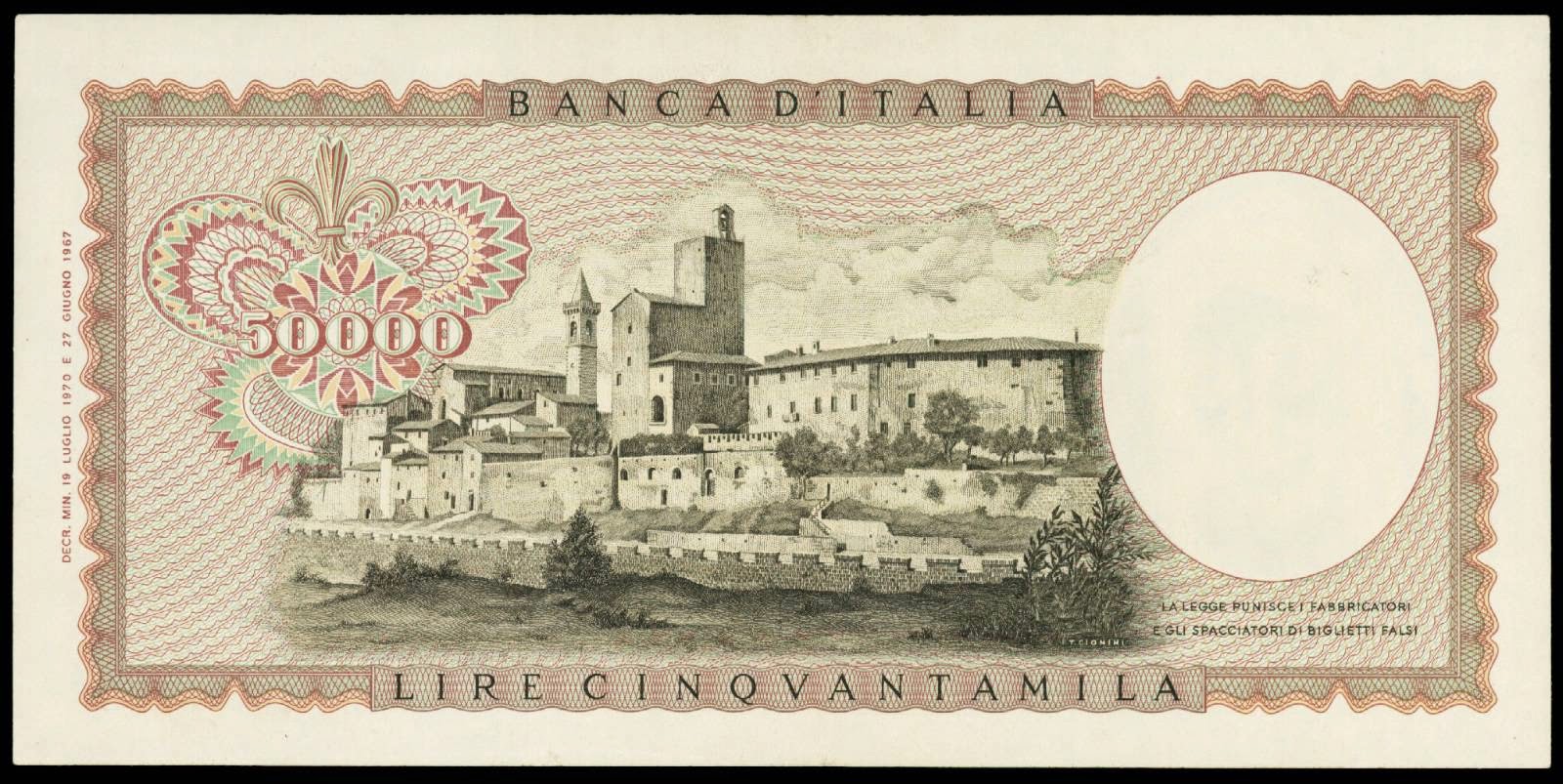 Italy 50000 Lire banknote 1977 Leonardo da Vinci|World Banknotes ...