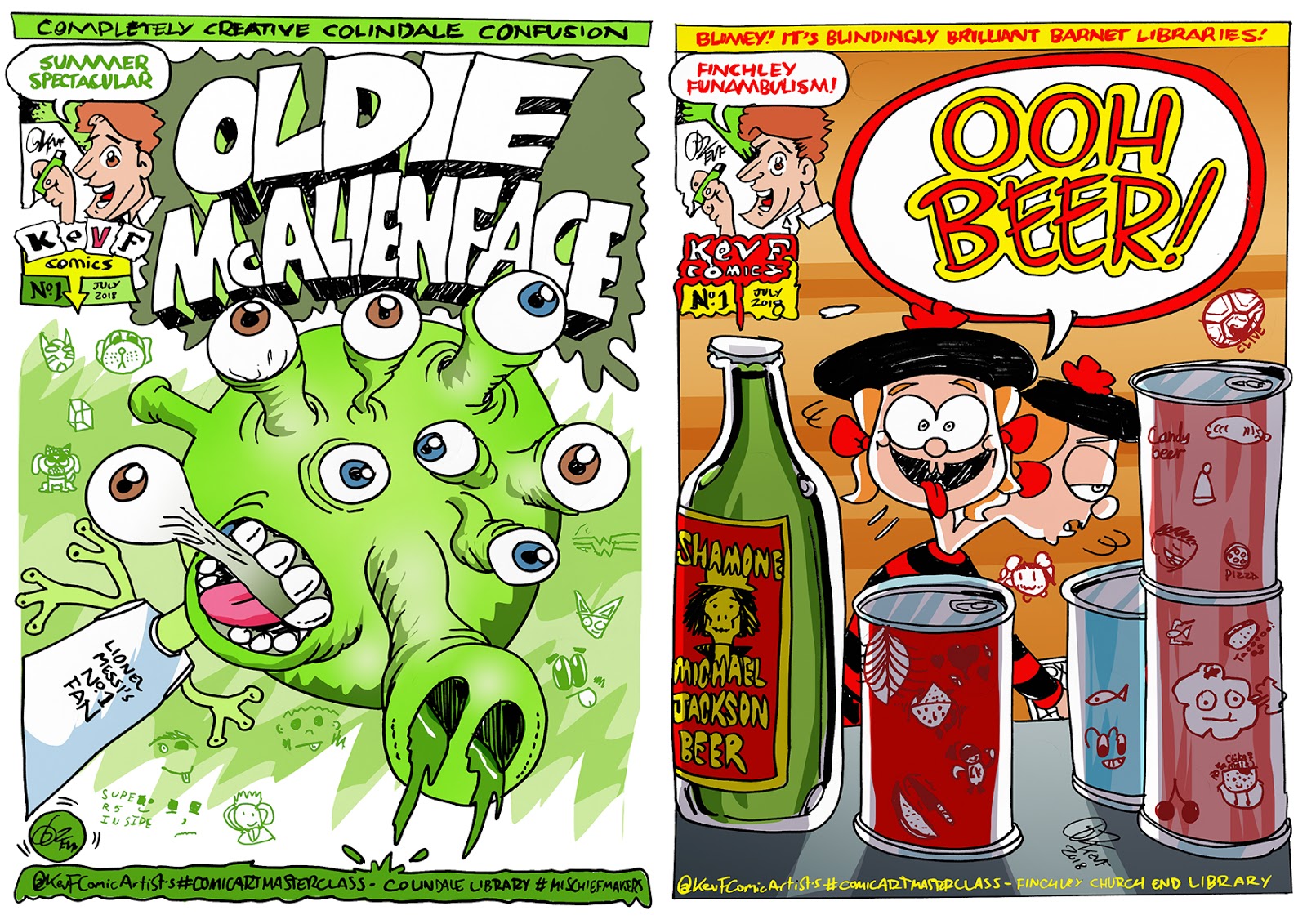 Kev F comic art: Aliens, Beer & Toothpaste - comics by kids