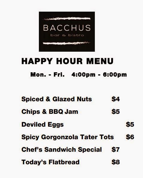 BACCHUS BAR & BISTRO OFFERS NEW LUNCH MENU AND HAPPY HOUR