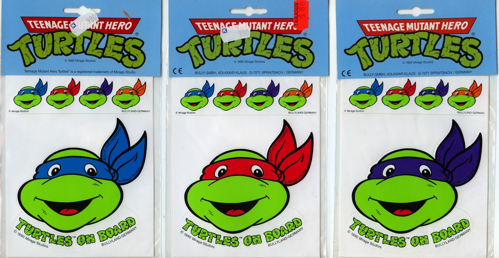 squer's TMNT Collection: 1990 "TURTLES ON BOARD" STICKERS