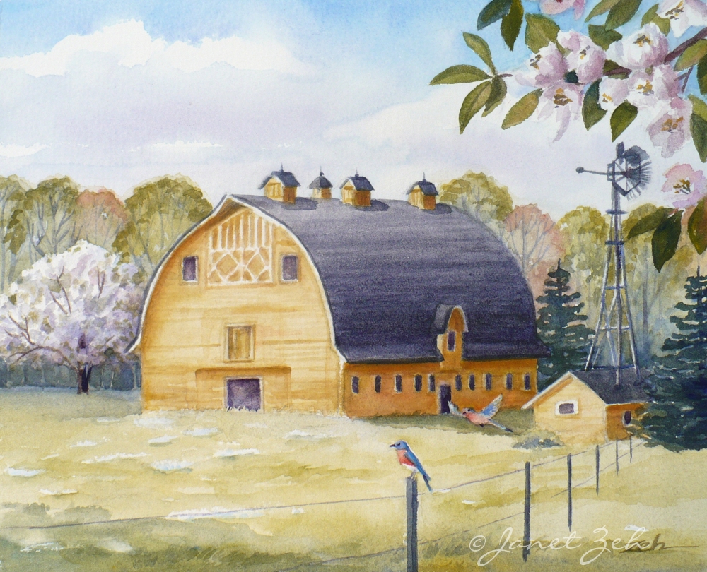 Zeh Original Art Blog Watercolor and Oil Paintings: Yellow Barn in ...