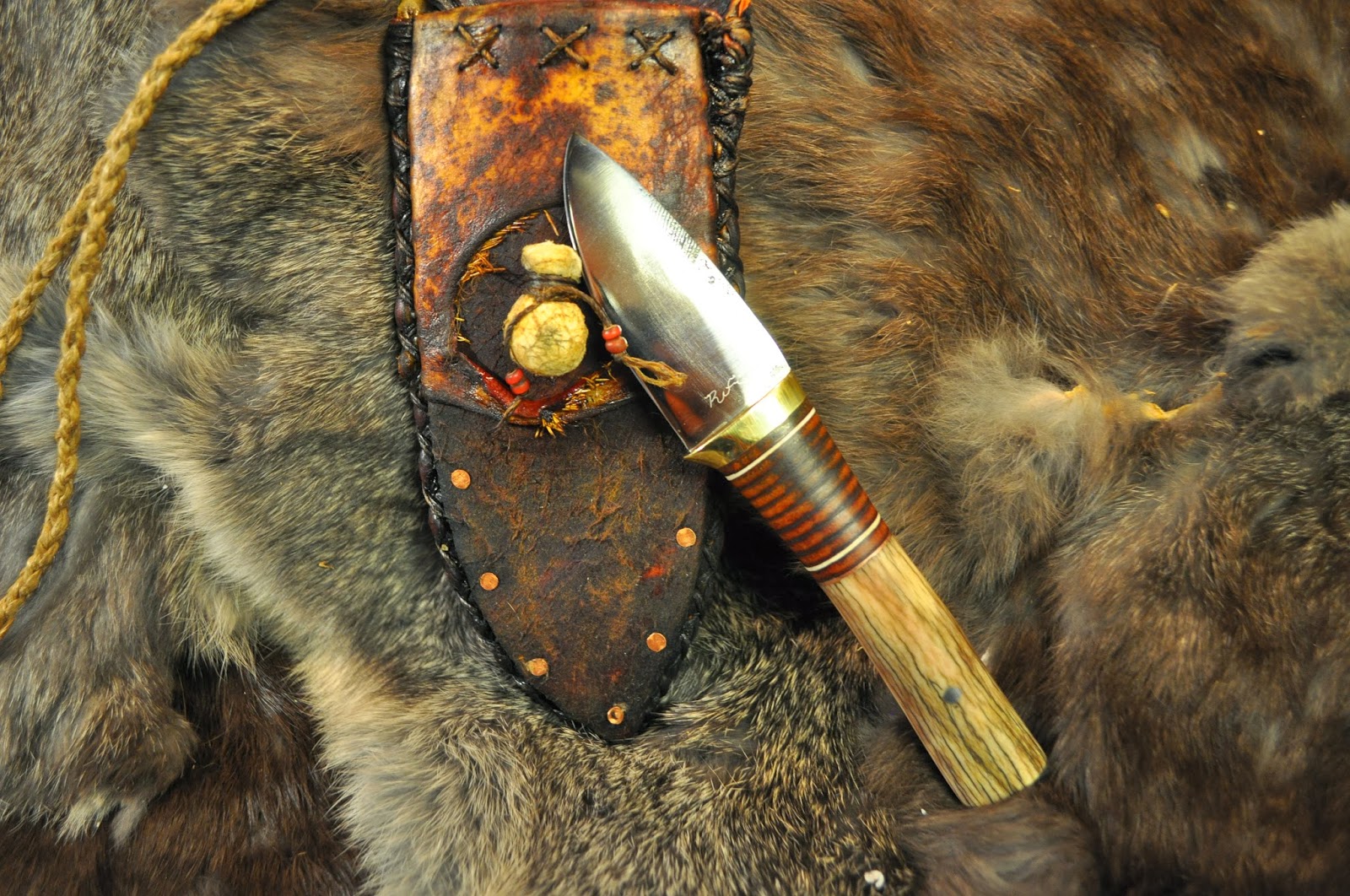 Skab Leatherworks: Rawhide sheath, with a beautiful stack leather and ...