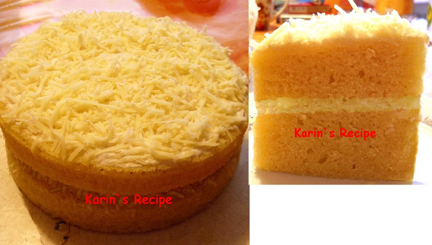 Karin's Recipe: Cake Keju Kukus (Steamed Layer Cheese Sponge Cake)