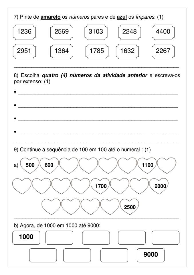 Professora Indira: Matemática - Exercicios com numeros