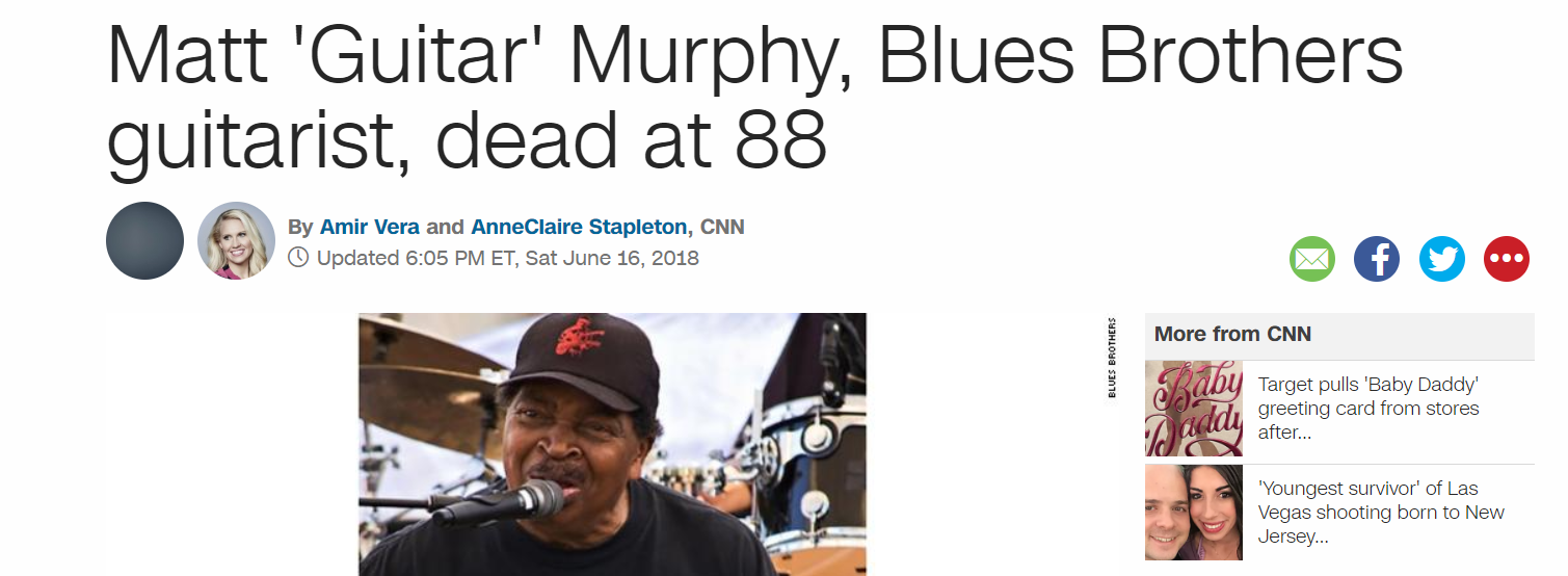The Mindless Freaks: Matt 'Guitar' Murphy Blues Brothers Guitarist dies ...