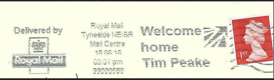 Norvic Philatelics Blog: Latest Royal Mail Slogan Welcomes Home Tim ...