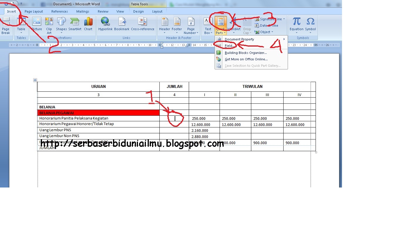 Cara Mudah Menghitung Angka pada Tabel di Ms Word - INDAHNYA BERBAGI