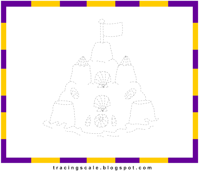 Free Tracing worksheet Printable: Beach Castle Tracing