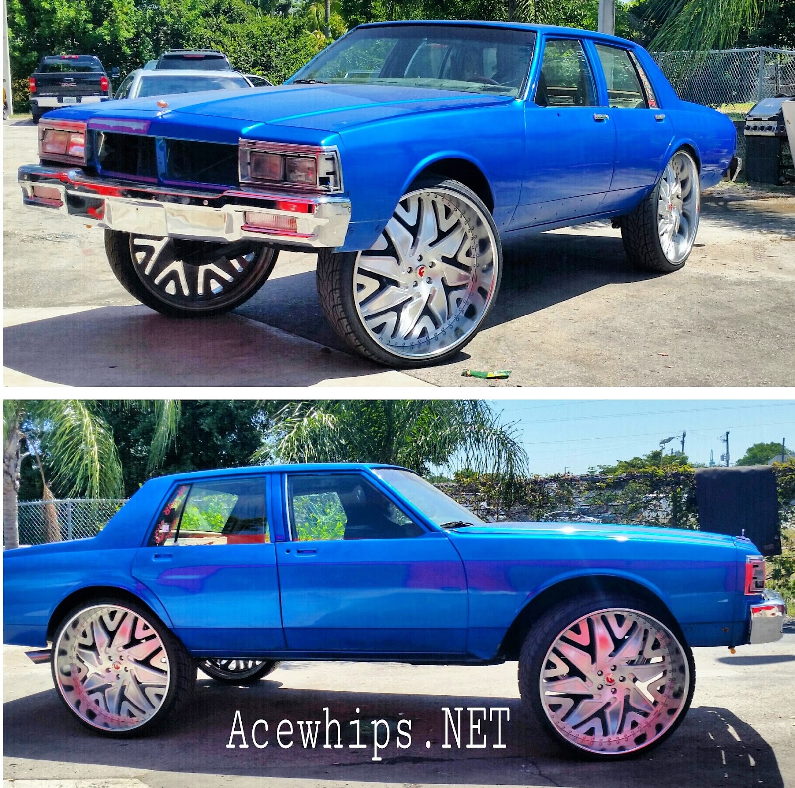 Ace-1: Candy Blue Chevy Box on Brushed 30" Forgiatos