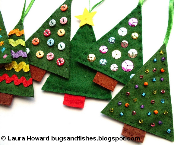 Bugs and Fishes by Lupin: How To: Sew Easy Felt Christmas Tree Ornaments
