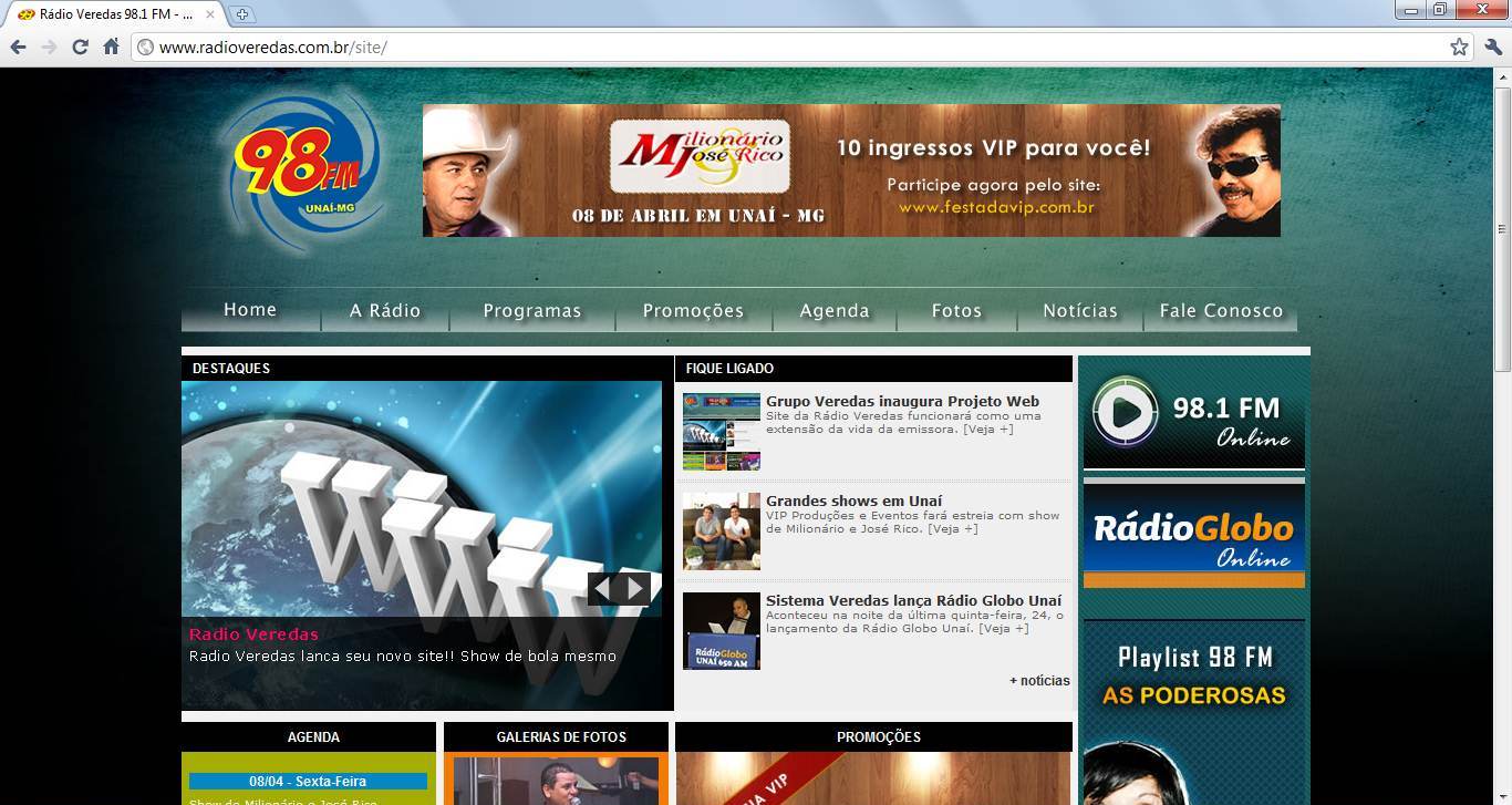 Rádio 98 FM 98.1 de Unaí estreia seu novo Site