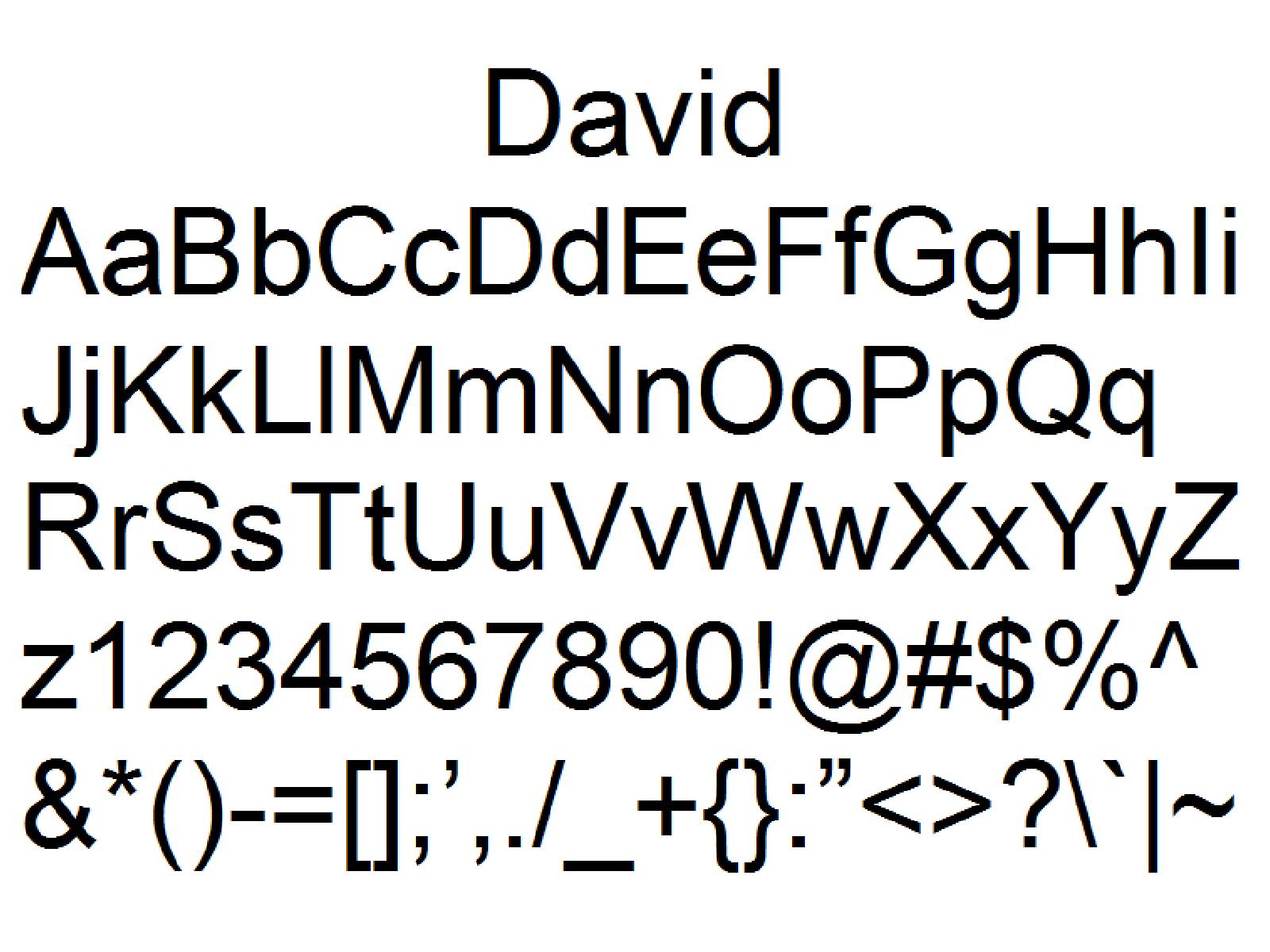 Font Alphabet Styles: David