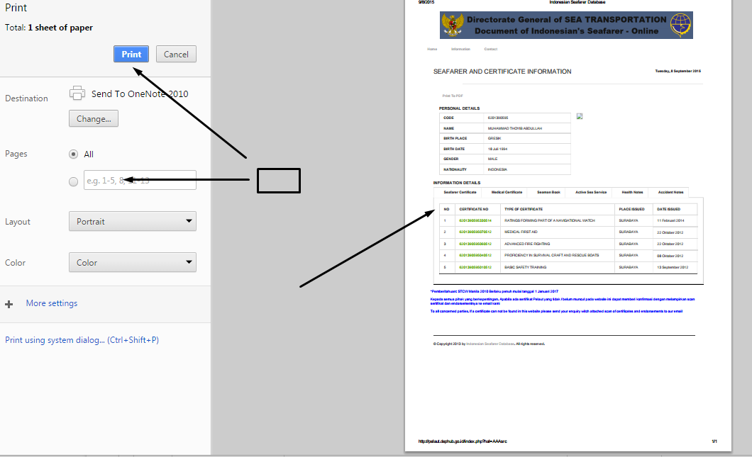 Cara Membuat Print Out Sertifikat BST,SCRB,MFA dll