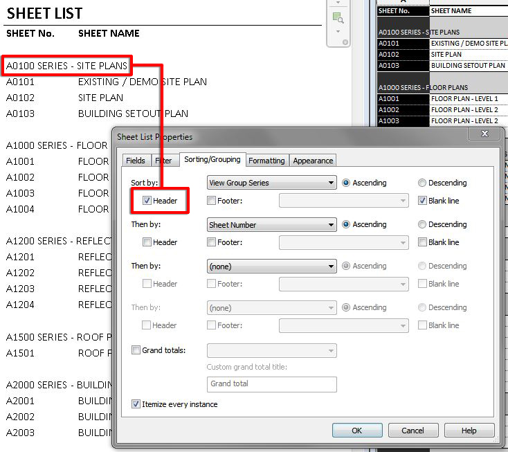Revit Link: Revit Schedules - How to Format Headers