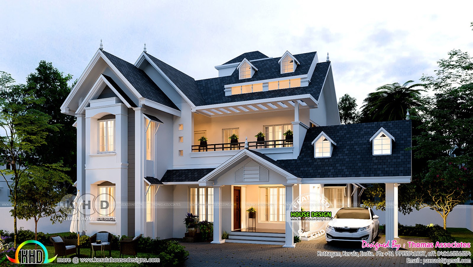 Stunning western model sloped roof house design - Kerala Home Design ...
