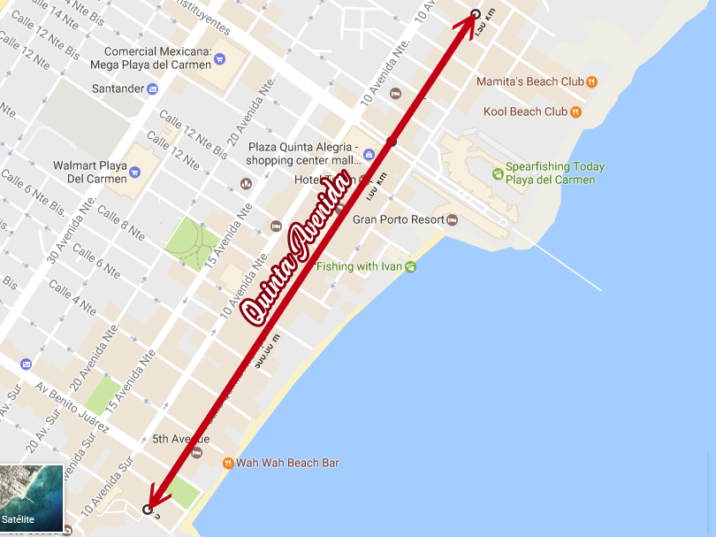 Viajando por la Riviera Maya: Sobre la Quinta Avenida en Playa del Carmen.