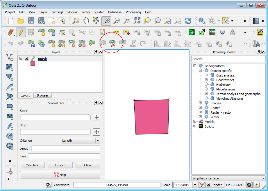 dominoc925: Split a polygon feature with a digitized line in QGIS