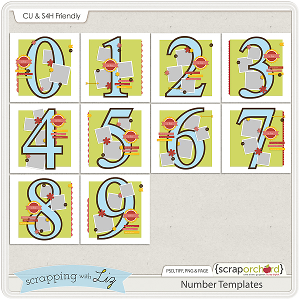 Combining Number Templates: A Tutorial / Scrapping with Liz