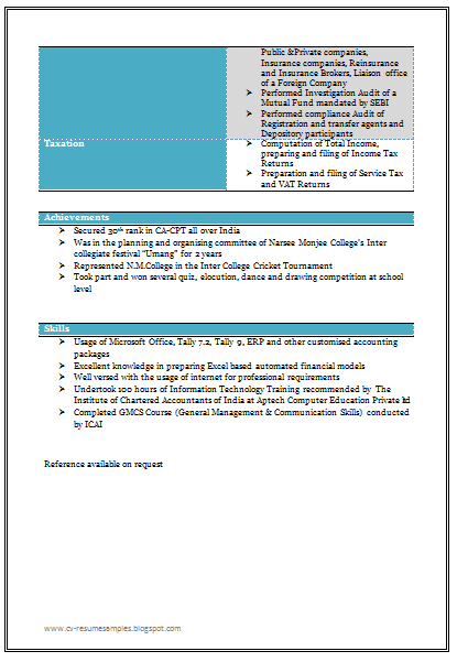 Over 10000 CV and Resume Samples with Free Download: Sample of CA ...