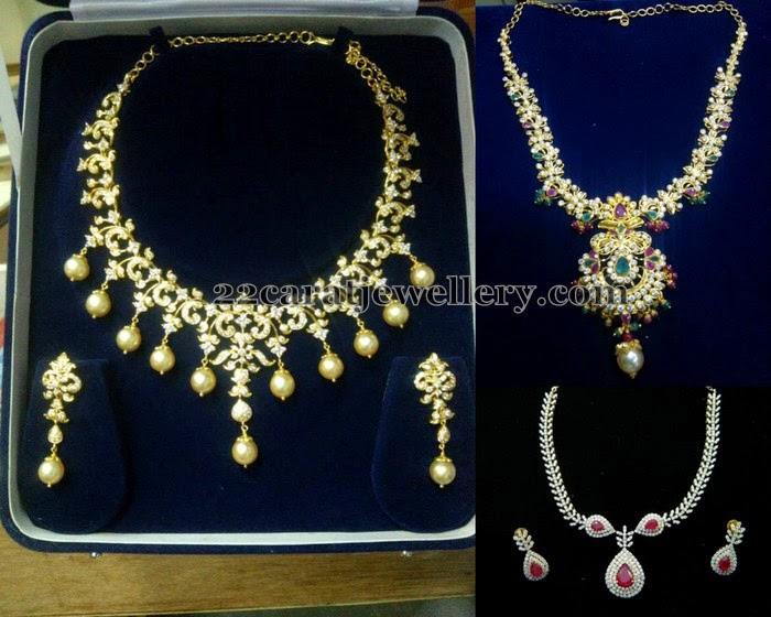 Simple Look Necklaces in CZ and Diamonds - Jewellery Designs